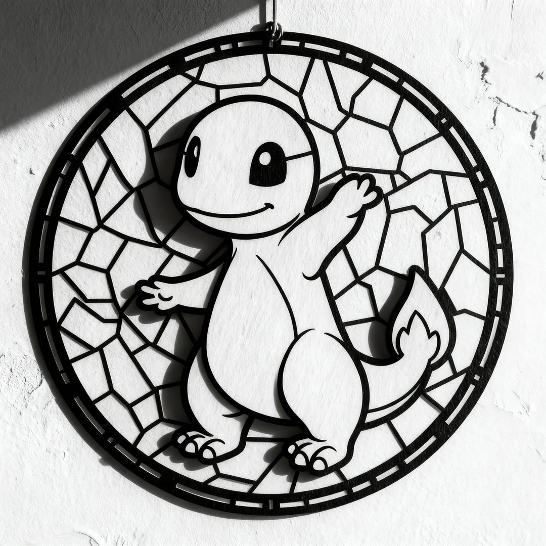 Charmander, Pokemon, Stained Glass Style, Svg,dxf,png, Design for CNC ...
