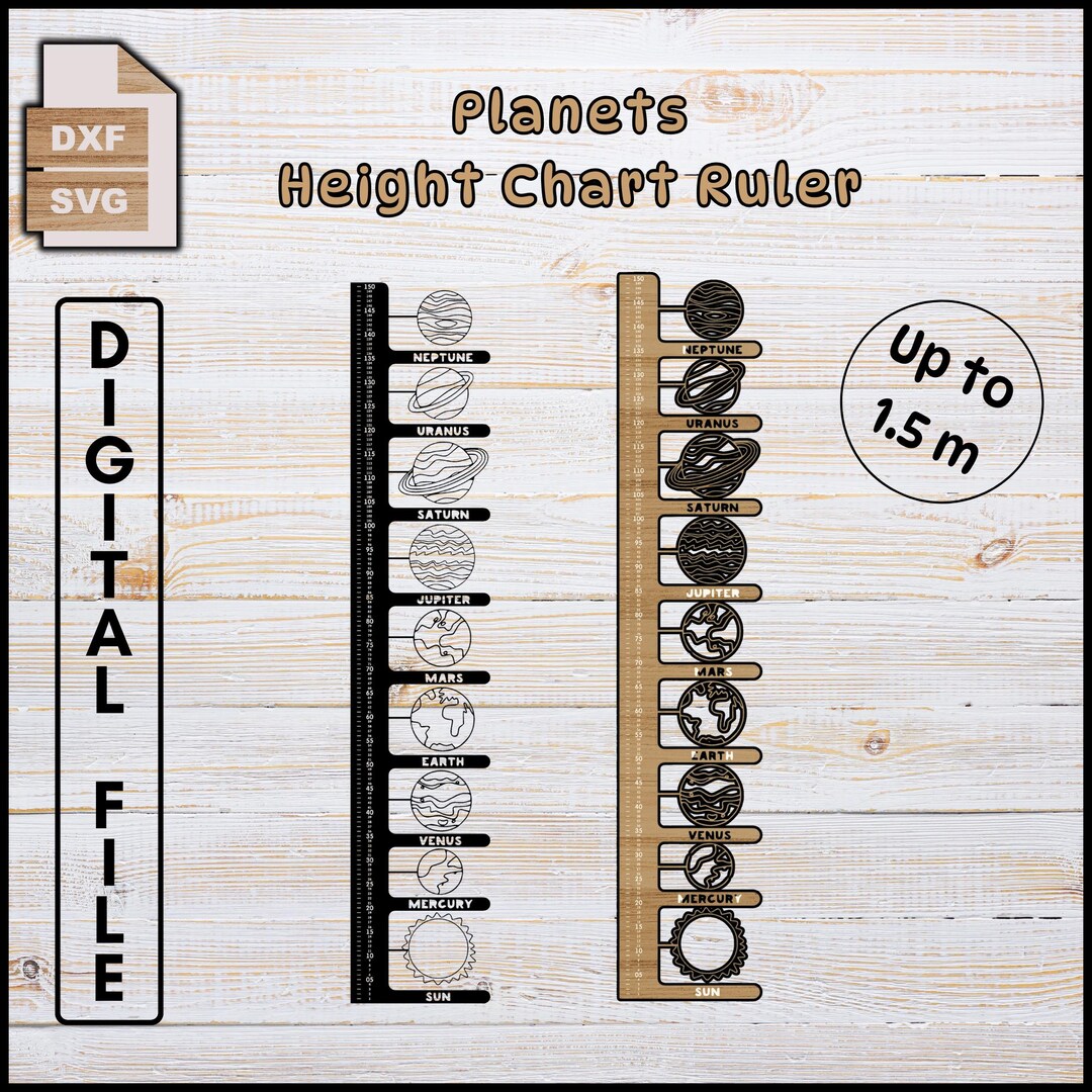 Planets Height Chart Ruler – Growth Chart Ruler – Svg Dxf – Design for ...