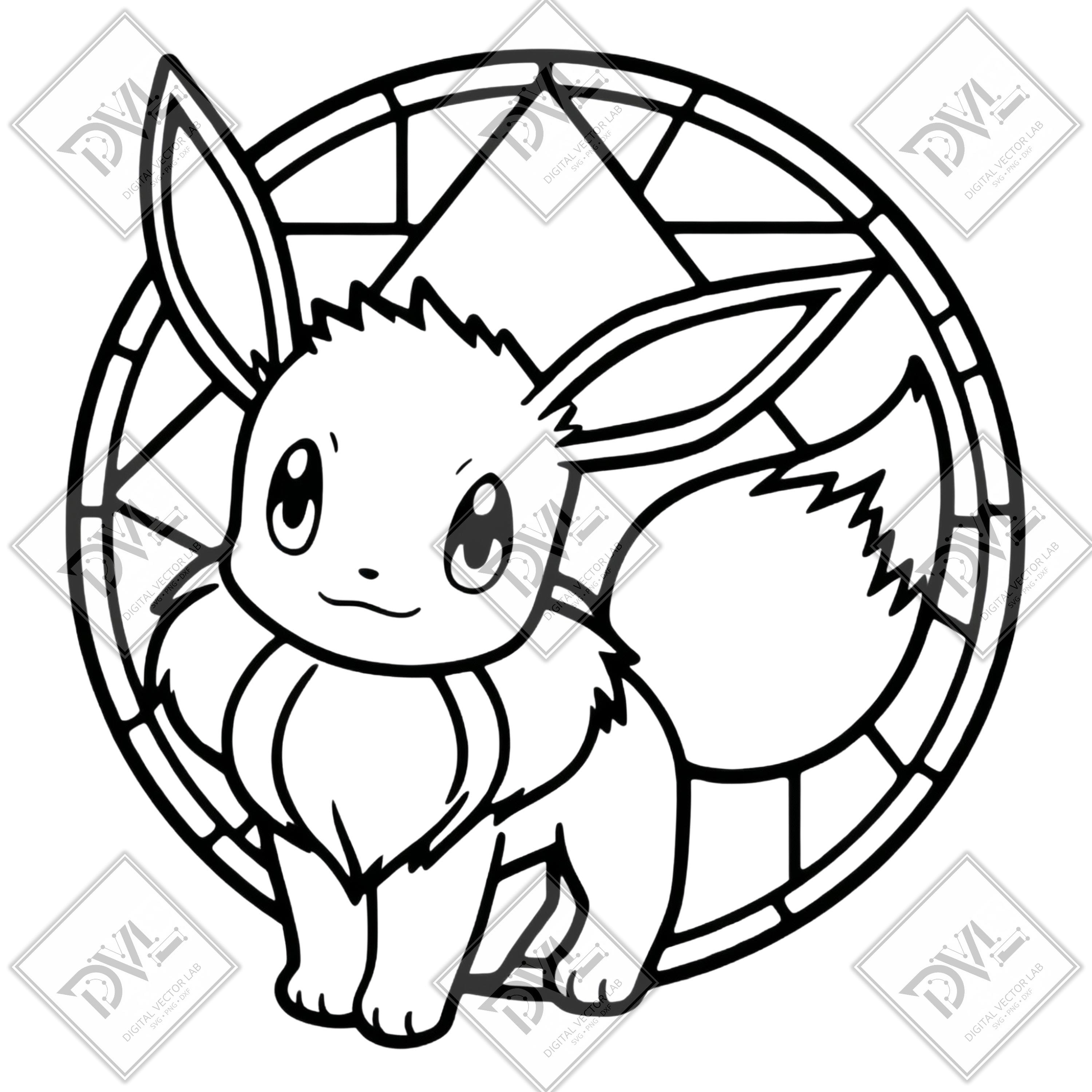 Pokemon Bundle, Stained Glass Style, Svg,dxf,png, Design for CNC, Laser ...