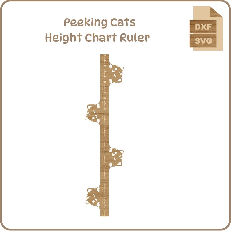 Peeking Cats Height Chart Ruler – Svg – Dxf – Design for CNC, Laser ...