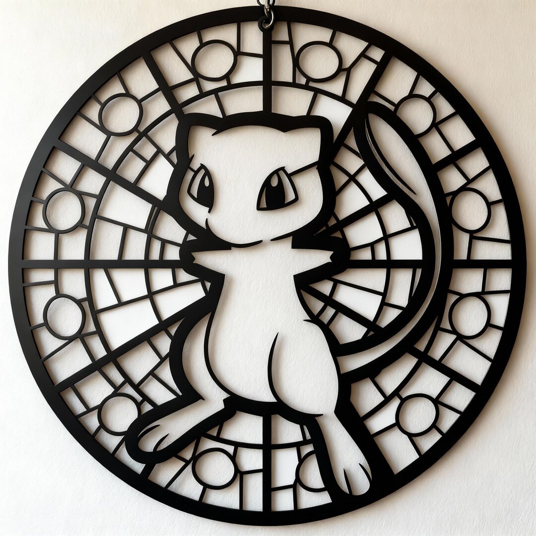 Mew, Pokemon, Stained Glass Style, Svg,dxf,png, Design for CNC, Laser ...