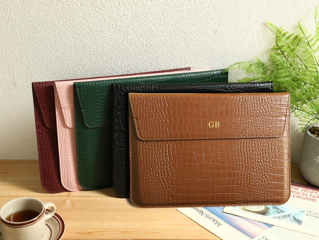 Personalised Crocodile Print Leather Sleeve, Laptop Case for 13 15 Inch ...