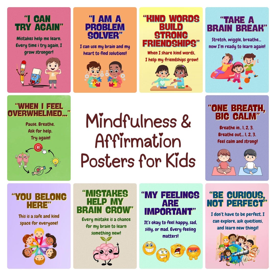Mindfulness & Affirmation Posters for Kids | Back-to-school Mindfulness ...