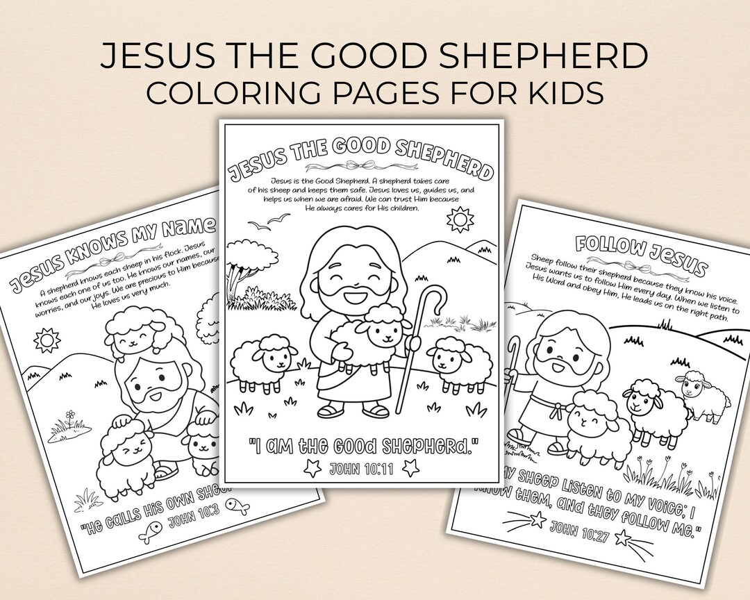 Jesus the Good Shepherd Coloring Pages for Kids Printable | Christian ...