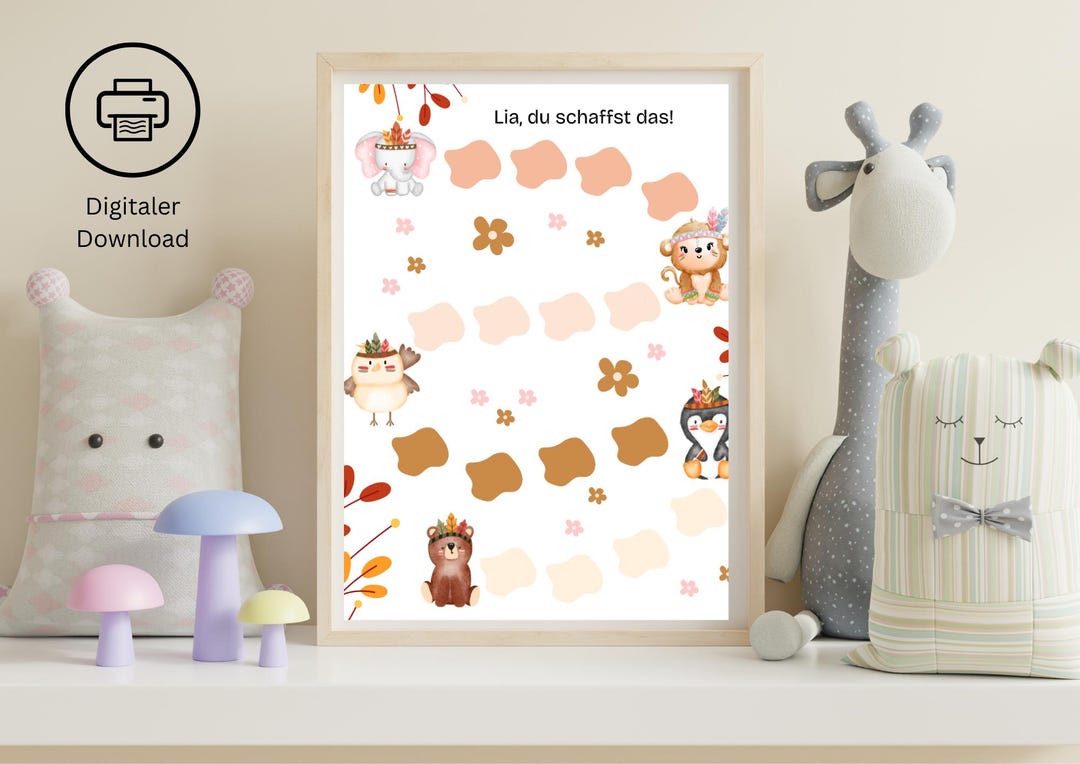 Boho Forest Animals Reward Chart – Customizable – for Kids | PDF ...