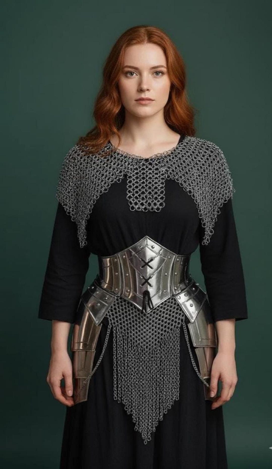 Female Warrior Armor: Gold Corset, Chainmail Cape - LARP Cosplay ...