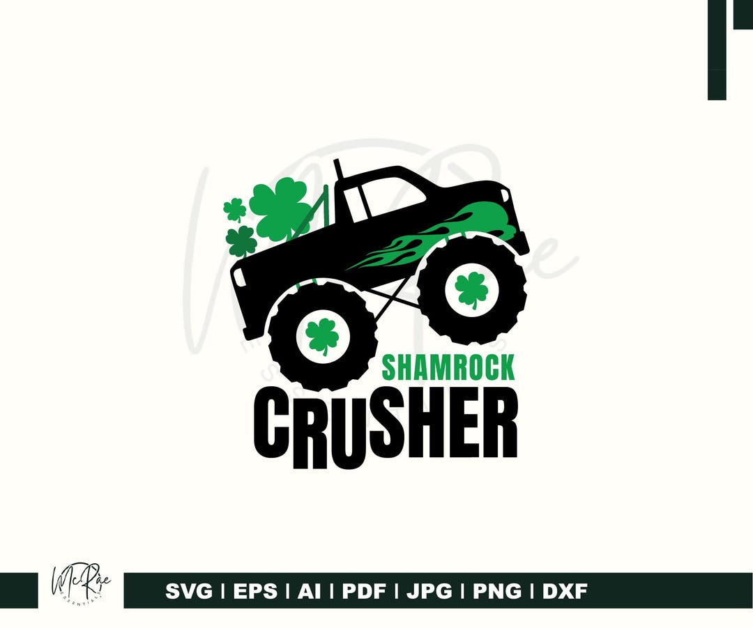 Shamrock Crusher SVG, St Patricks Day Monster Truck, Boys St Pattys Day ...