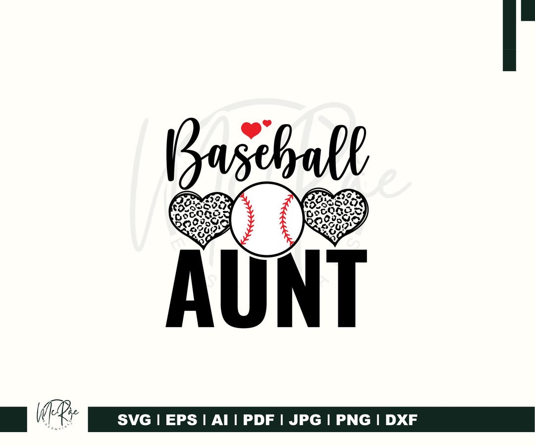 Baseball Aunt SVG, Leopard Print Baseball Heart Shirt Design, Game Day ...