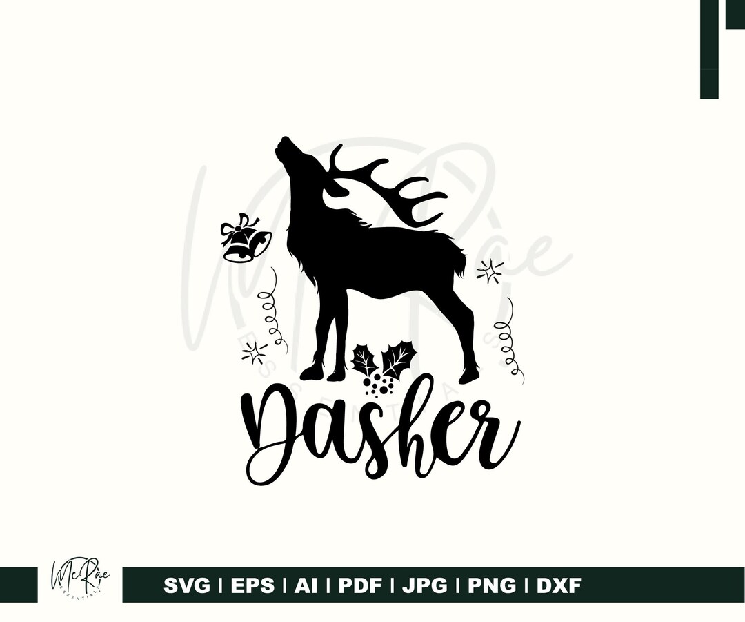 Dasher Reindeer SVG | Christmas Reindeer Cut File | Holiday Deer SVG ...