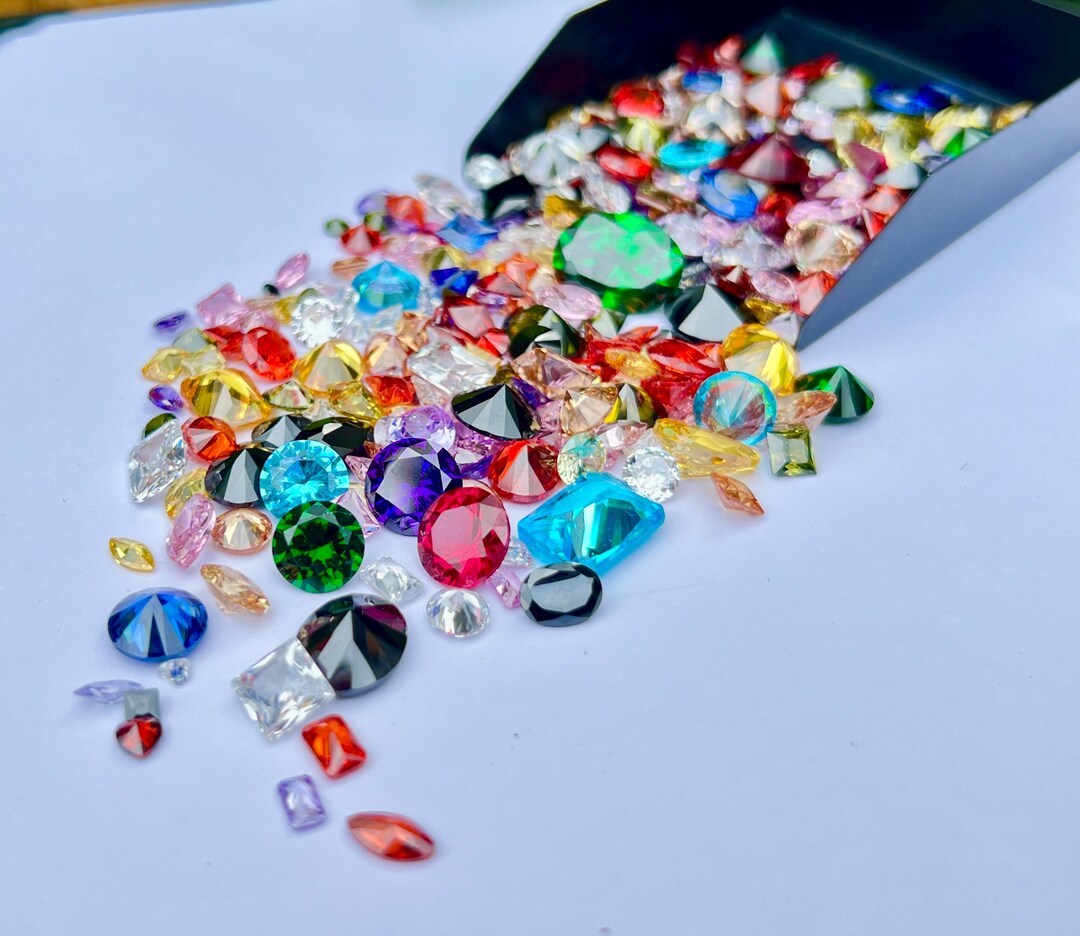 AAA Cubic Zirconia Mix: Shape & Color Semiprecious CZ Stones 3-12mm ...
