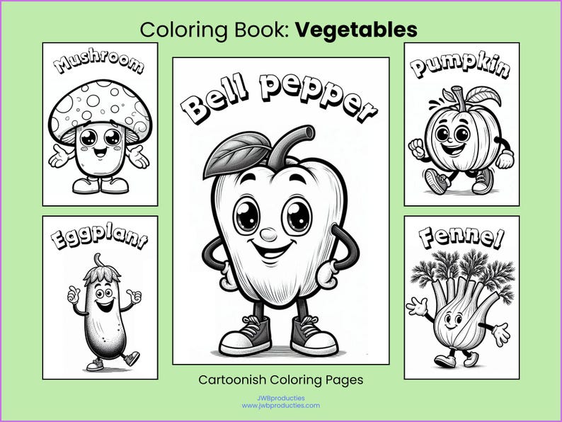 Vegetable Coloring Book Printable for Kids 22 Cute Vegetable Coloring ...