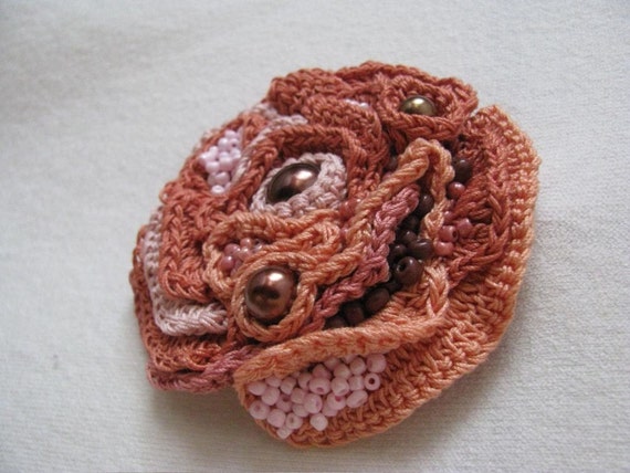 Items Similar To Crocheted Freeform Brooch On Etsy