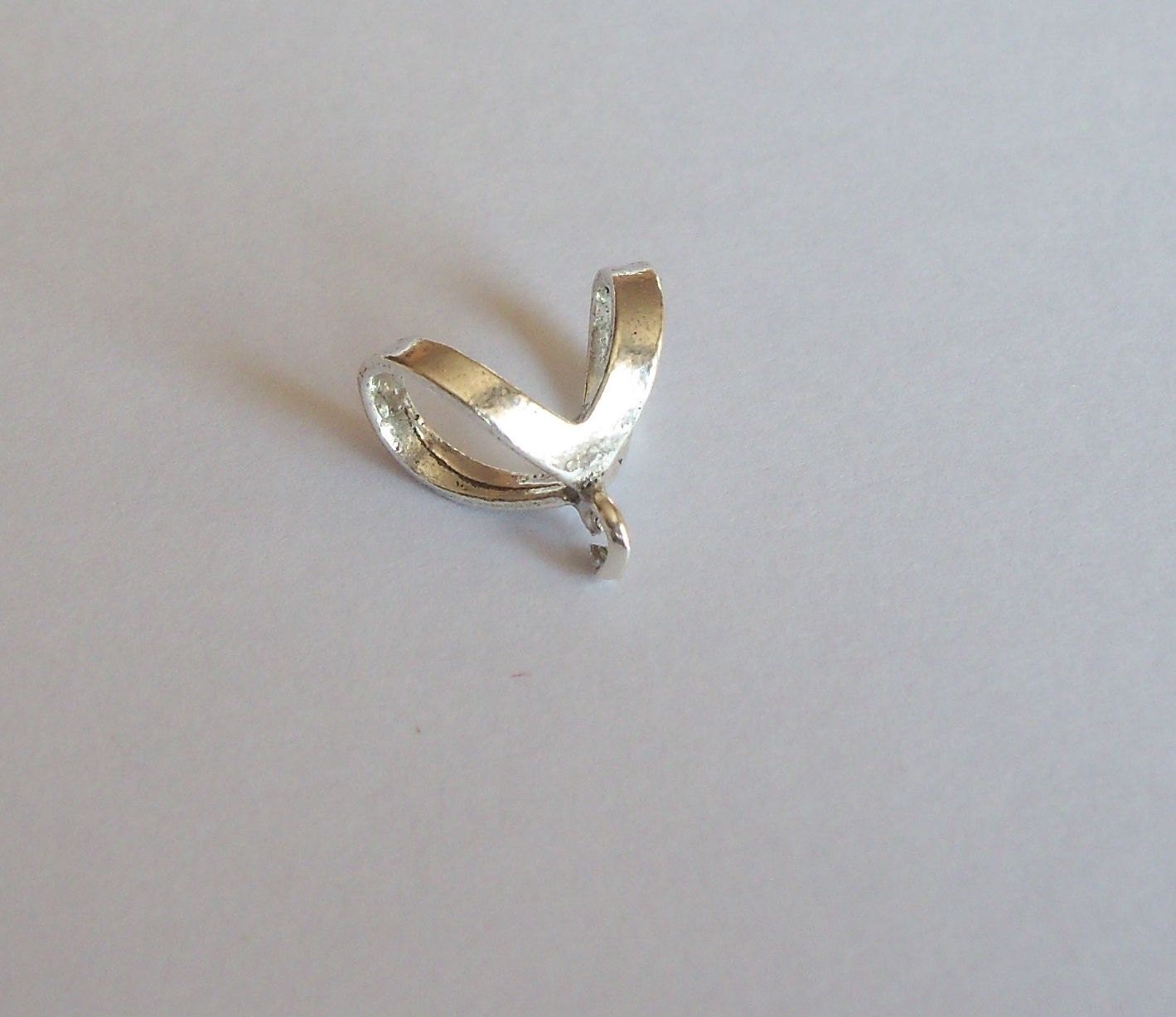 4 Sterling Silver 925 Slider V-bails beads for thick chain / | Etsy