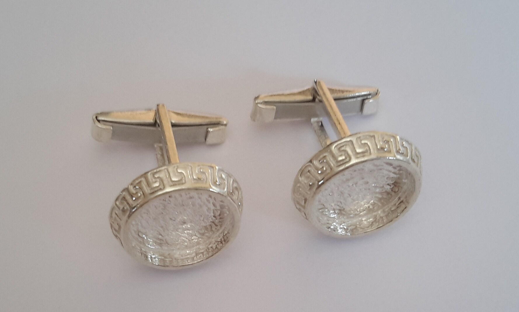 2 Solid Sterling Silver 925 Round Cufflinks Blanks Findings - Etsy