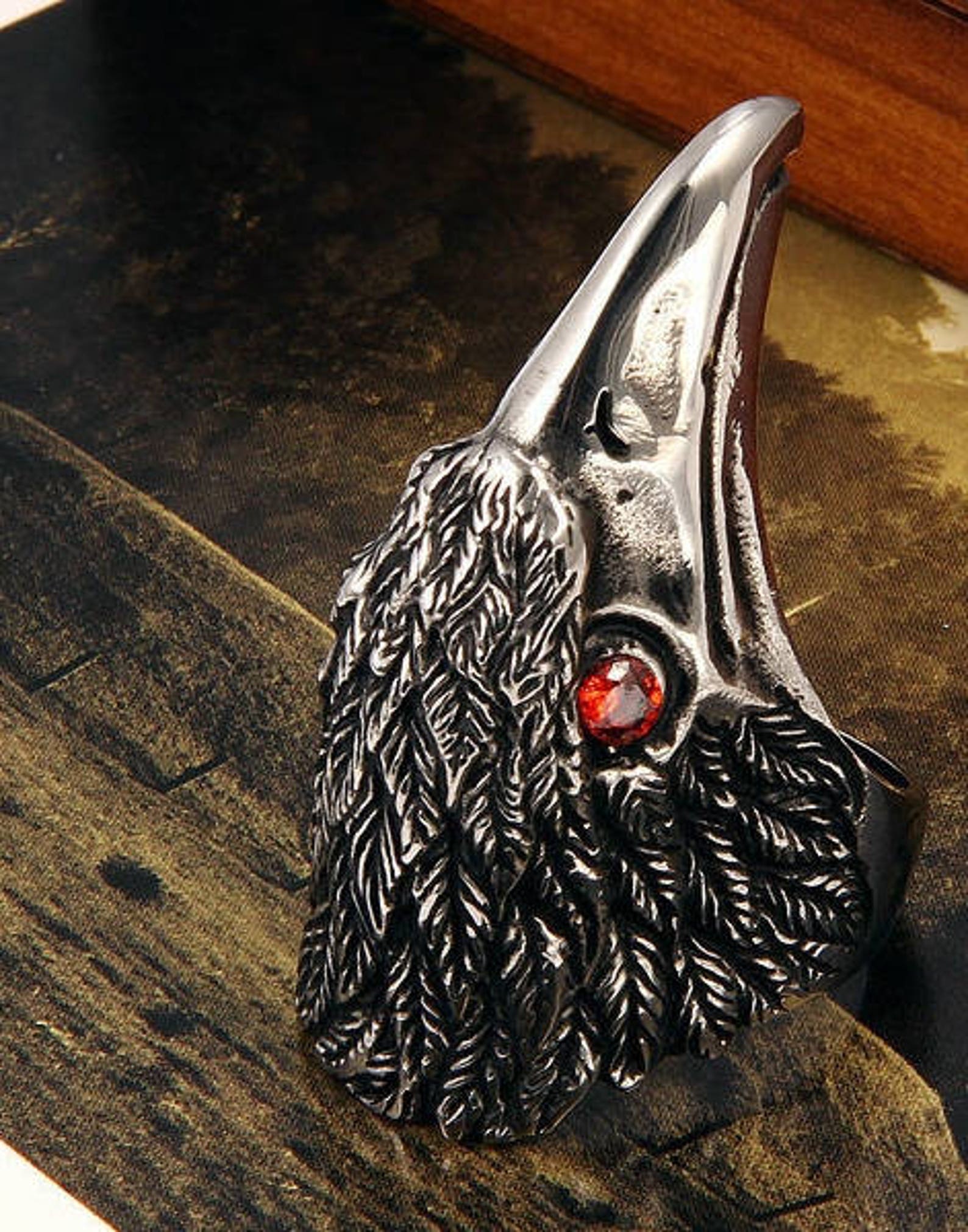 925 Sterling Silver Gothic Eagle Mens Biker Ring USA Size - Etsy