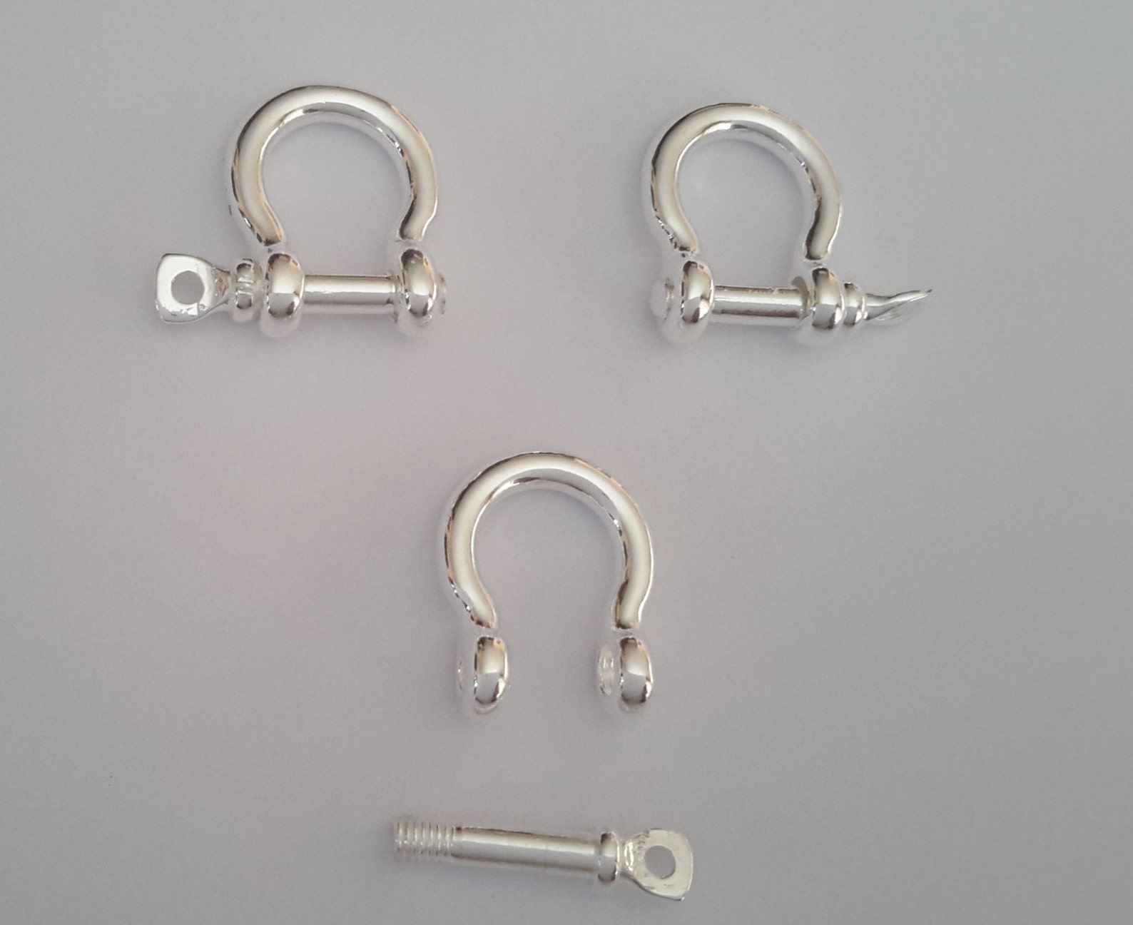 2 Solid Sterling Silver Mini 925 Shackle Bracelet Clasp Key - Etsy