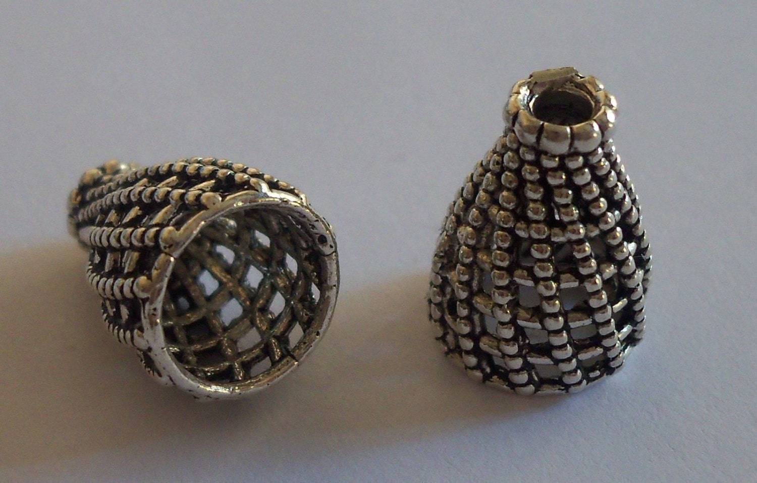 2 Sterling Silver One of Its Kind Large Bali Bead Caps Cone - Etsy