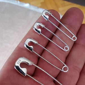 4 Solid Sterling Silver 925 Chic Safety Pin Bail Nappy Pin Diaper ...
