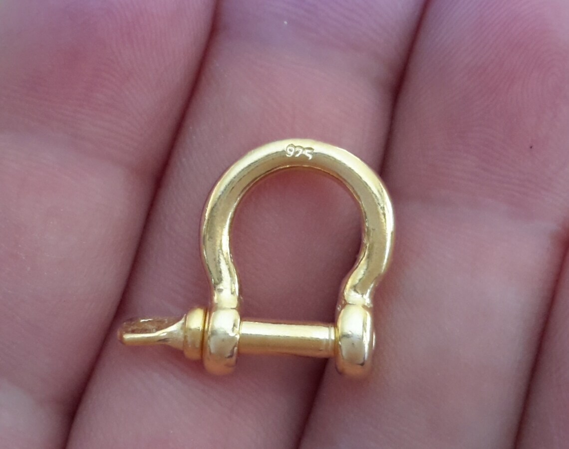 2 Solid Sterling Silver 14K 24K Gold Plated Mini 925 Shackle - Etsy