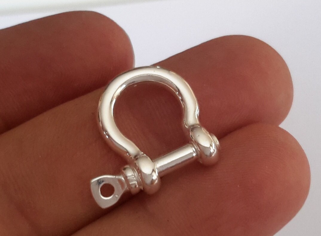 2 Solid Sterling Silver Mini 925 Shackle Bracelet Clasp Key - Etsy