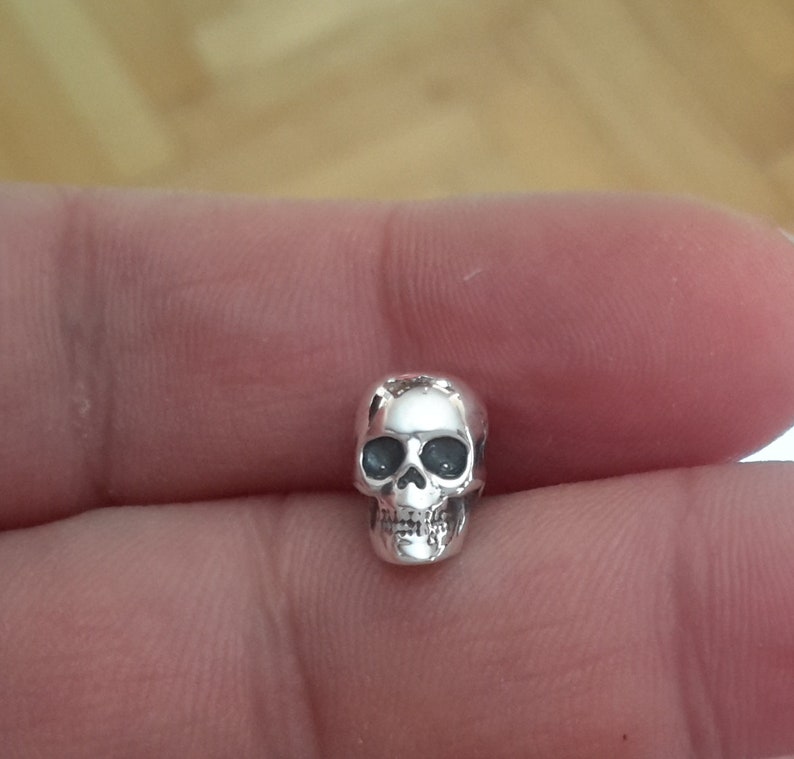 2 Solid Sterling Silver Skull Charm Bead for European Charms - Etsy