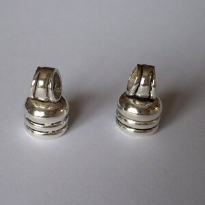 4 Sterling Silver 925 Round Leather / Chain End Caps Beads S,M,L Sizes ...