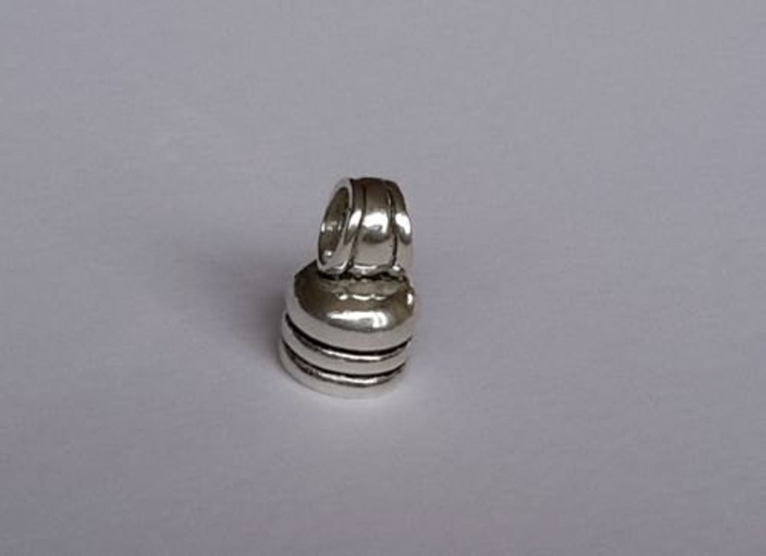4 Sterling Silver 925 Round Leather / Chain End Caps Beads S,M,L Sizes ...