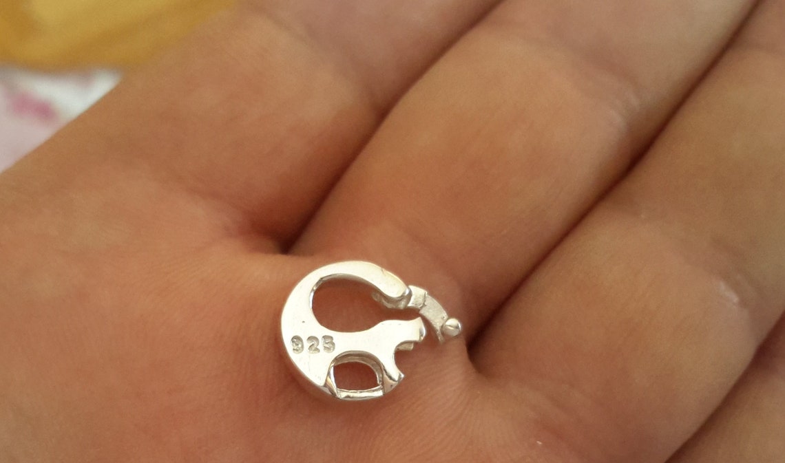 2 Solid Sterling Silver 925 Round Push Down Clasps - Etsy