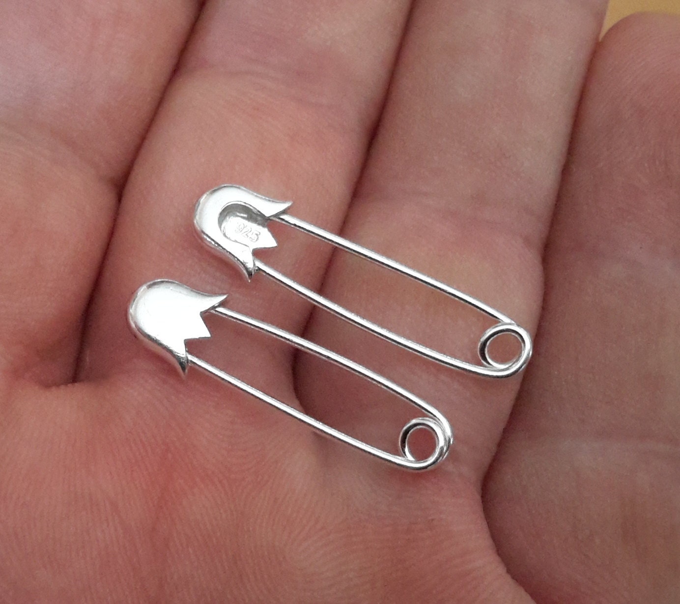 2 Solid Sterling Silver 925 Tulip Safety Pin Nappy Pin Diaper | Etsy