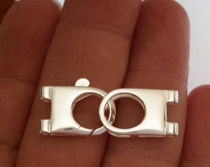 2 Solid Sterling Silver 2-strand Hook and Eye Interlocking Lobster ...