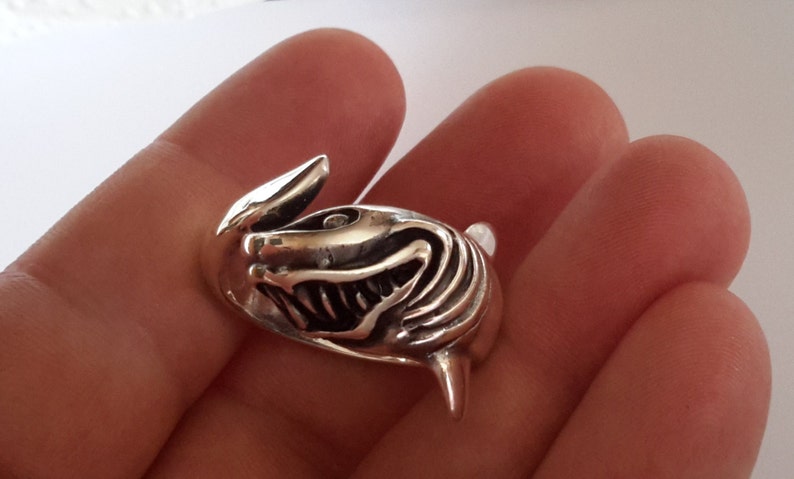 925 Sterling Silver Gothic Shark Jaws Monster Mens Adjustable - Etsy