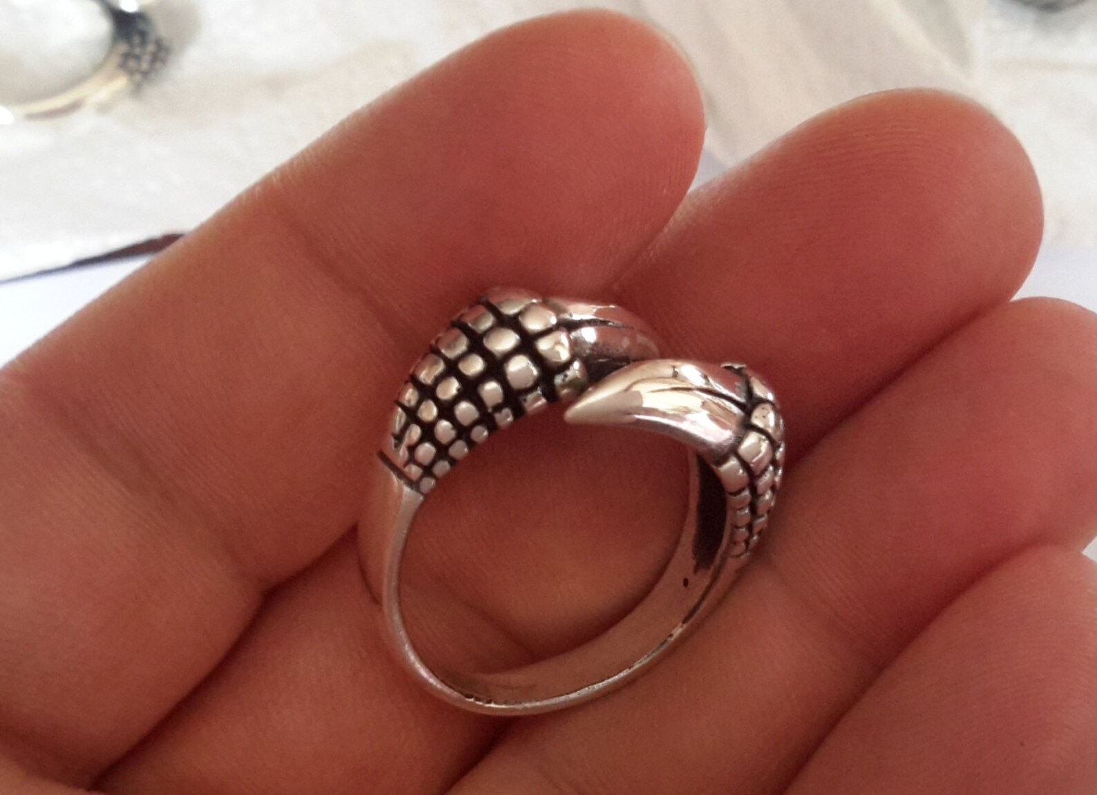 925 Sterling Silver Monster Claws Mens Adjustable Biker Ring | Etsy