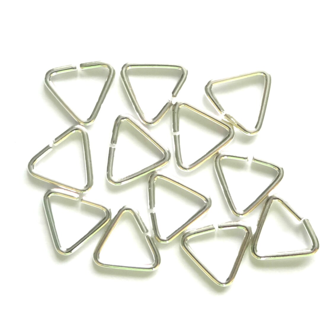 12 Solid Sterling Silver 925 Triangle Open Jump Rings Connector Bails ...