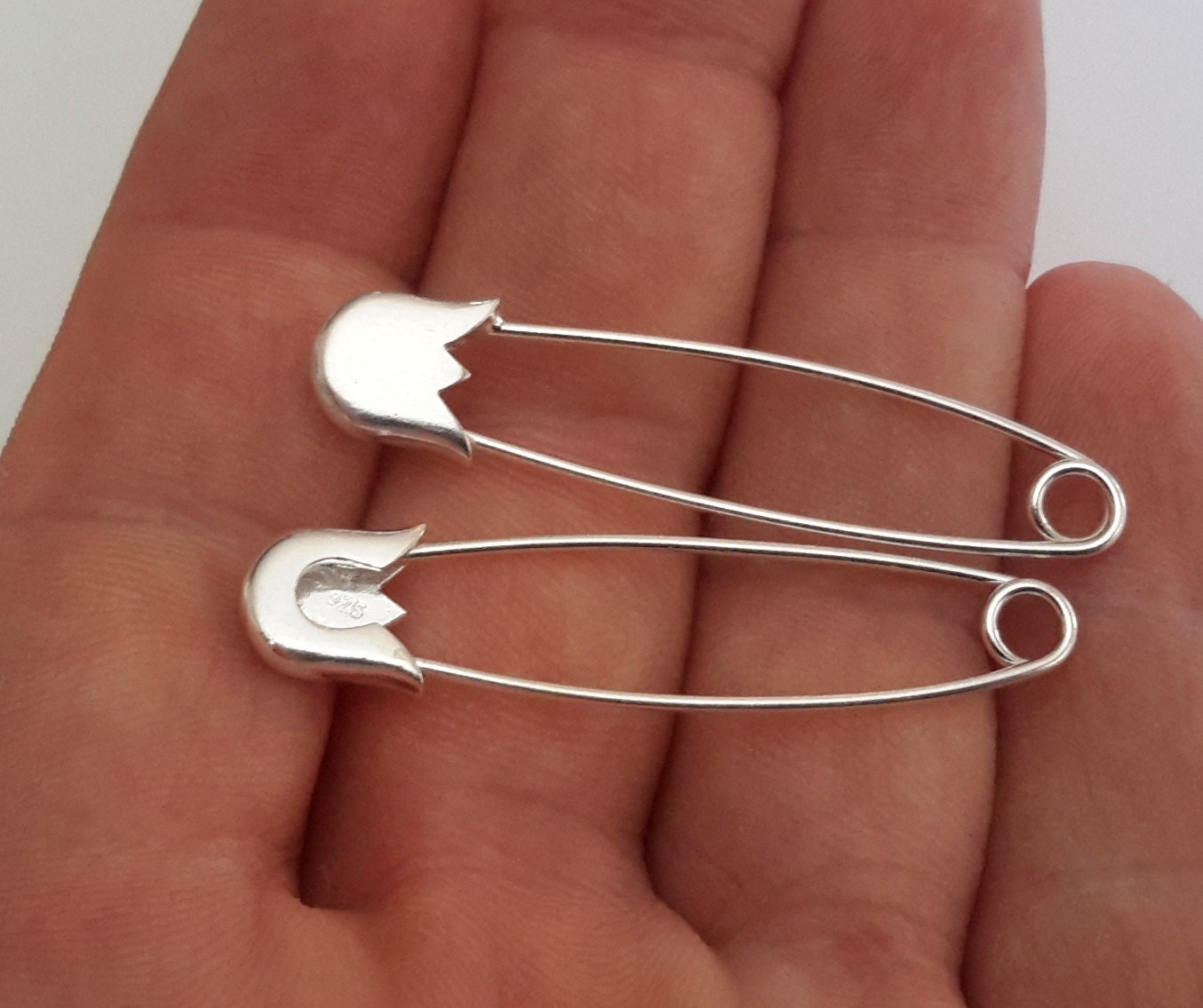 2 Solid Sterling Silver 925 Tulip Safety Pin Nappy Pin Diaper - Etsy UK