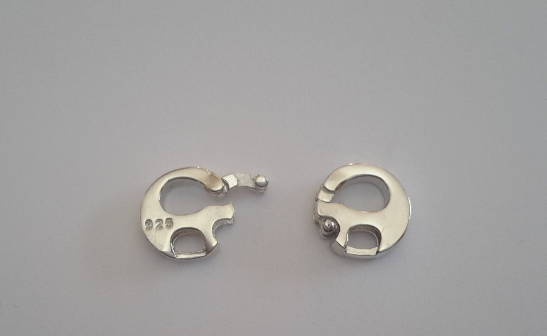 2 Solid Sterling Silver 925 Round Push Down Clasps - Etsy