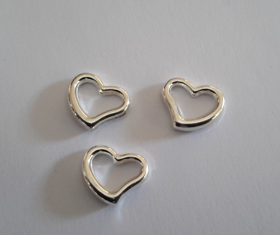 8 Solid Sterling Silver 3D Puff Heart Connector Chain Link Extender ...