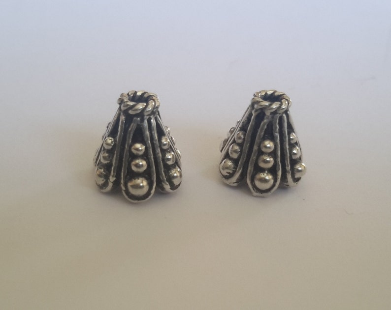 4 Sterling Silver Bali Dotted Bead Caps - Etsy