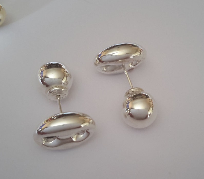 925 Sterling Silver Large Puff Mariner Earring Ear Studs With - Etsy