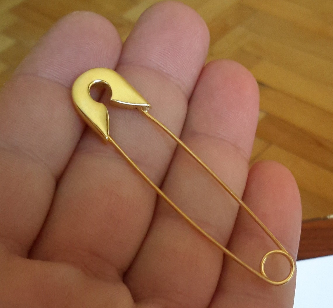 1 Solid 925 Sterling Silver 14K 24K Gold Plaited Safety Pin | Etsy