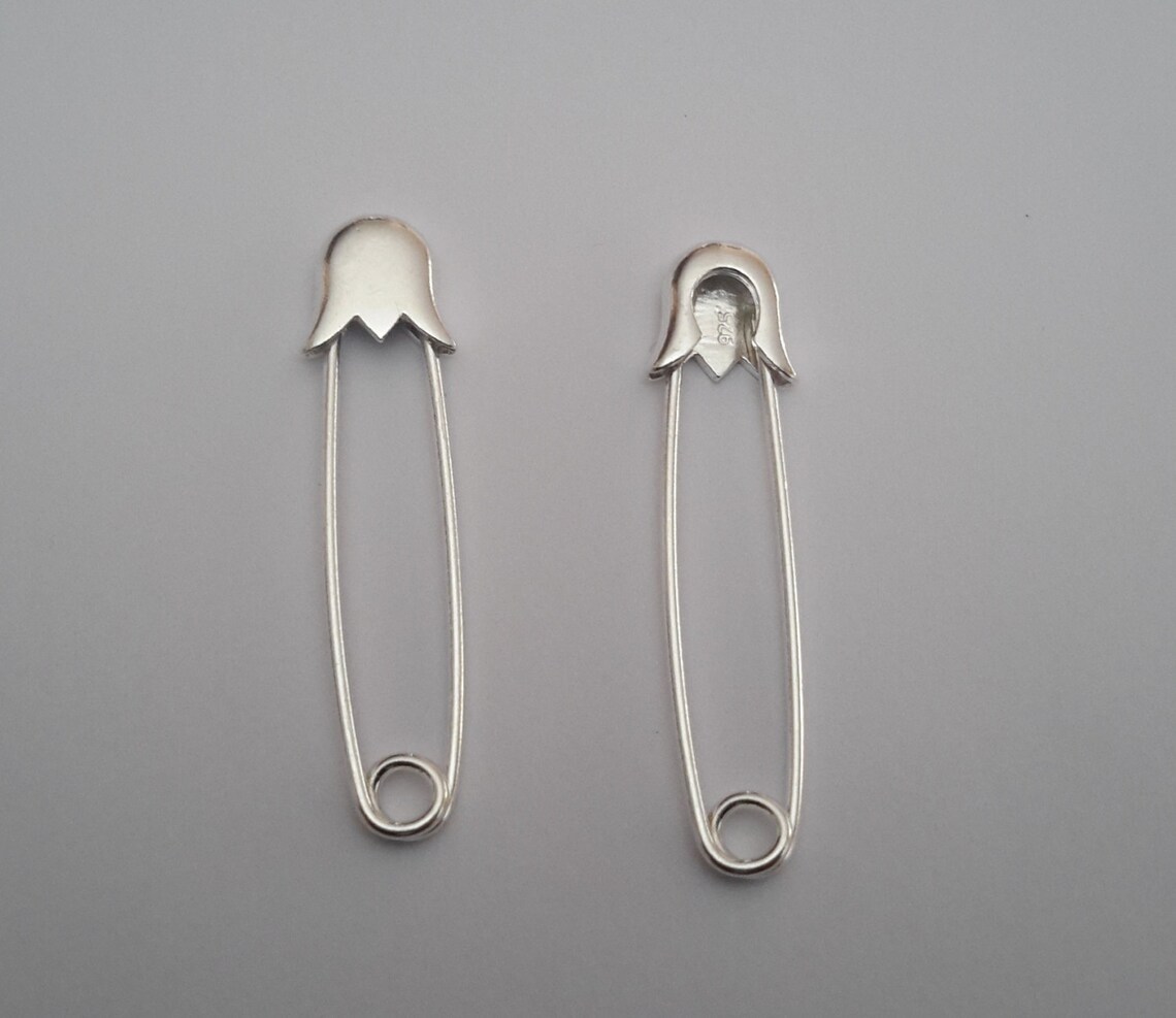 2 Solid Sterling Silver 925 Tulip Safety Pin Nappy Pin Diaper - Etsy