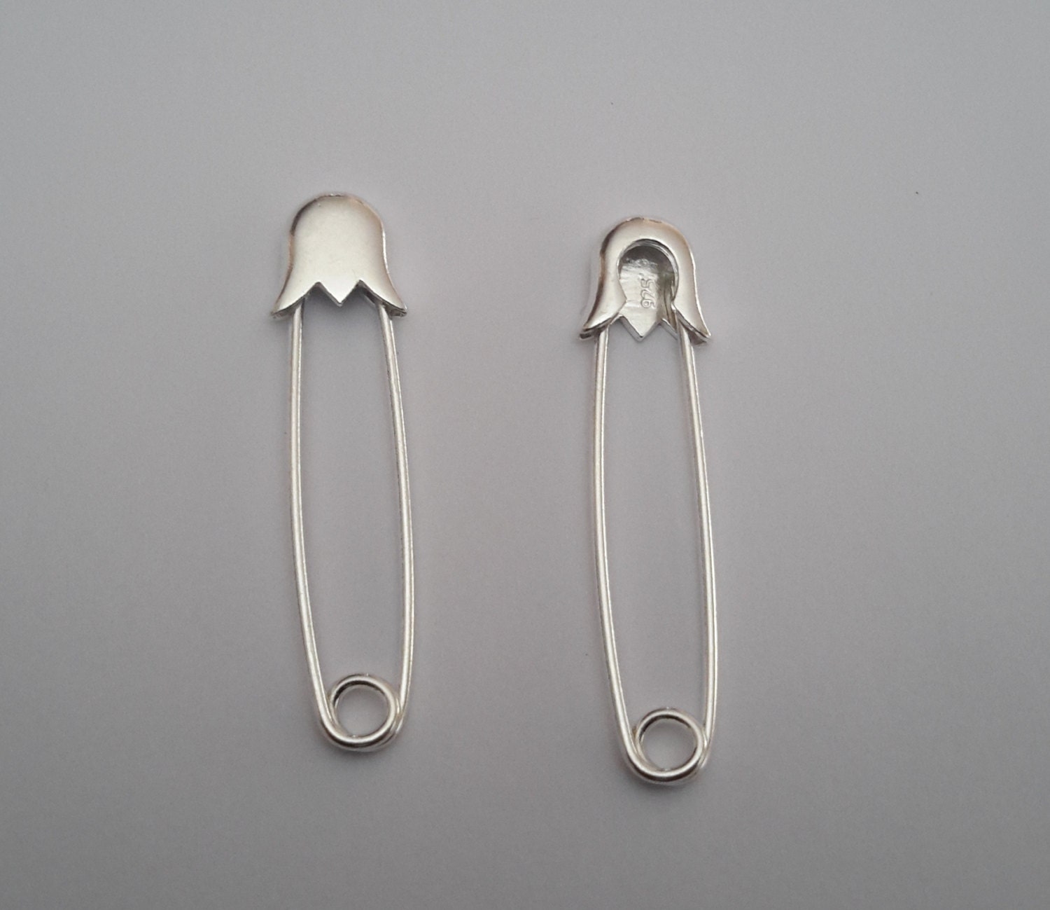 2 Solid Sterling Silver 925 Tulip Safety Pin Nappy Pin Diaper - Etsy UK