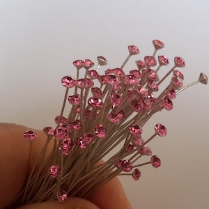 6 Sterling Silver 925 Round Head Pin Headpin 2" (50 Mm) 24ga With CZ ...