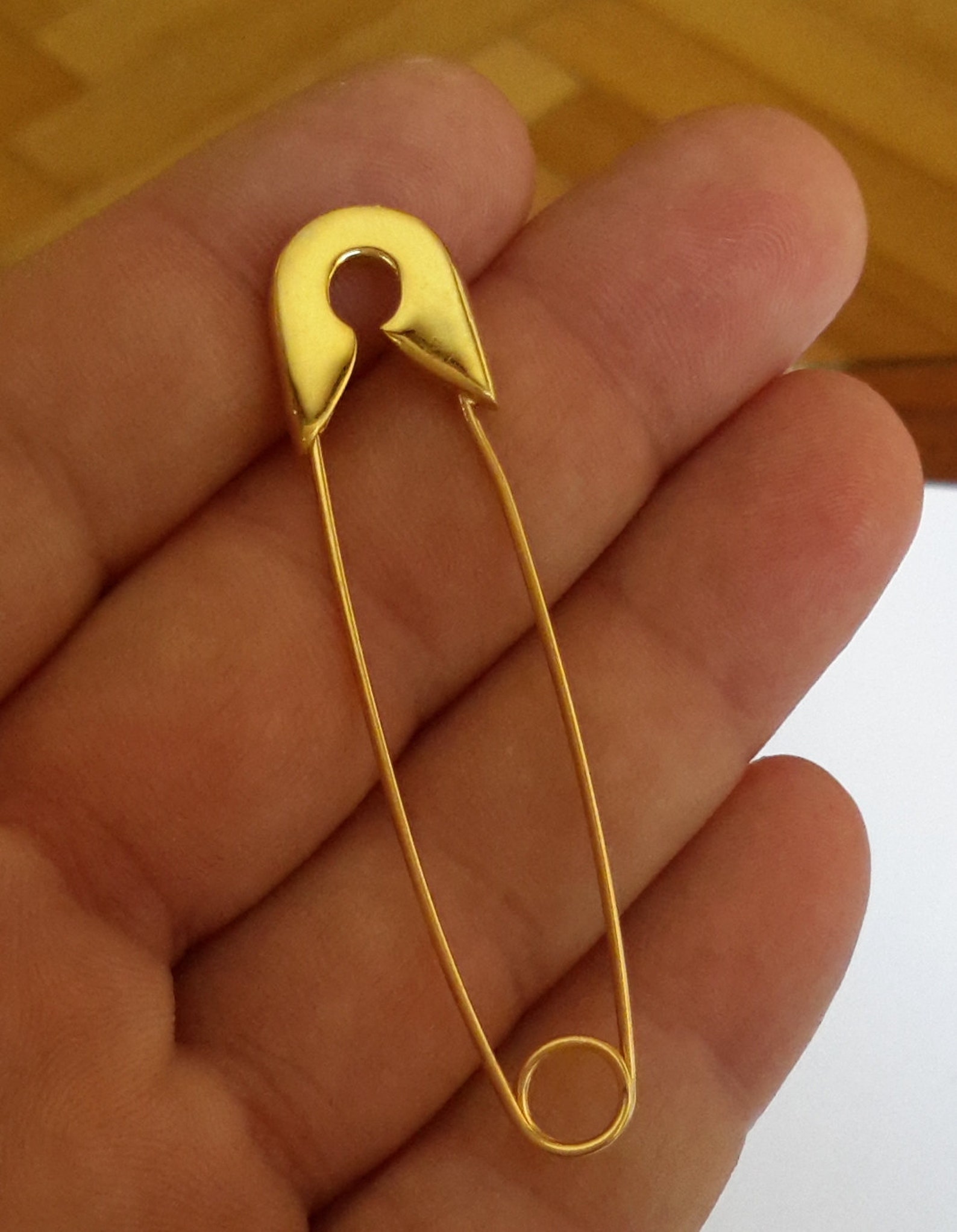 1 Solid 925 Sterling Silver 14K 24K Gold Plaited Safety Pin | Etsy