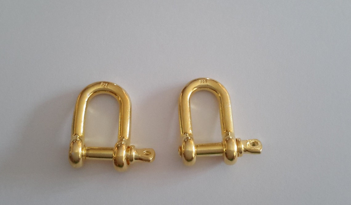 1 Solid Sterling Silver 925 14K 24K Gold Plated Plain Shackle - Etsy