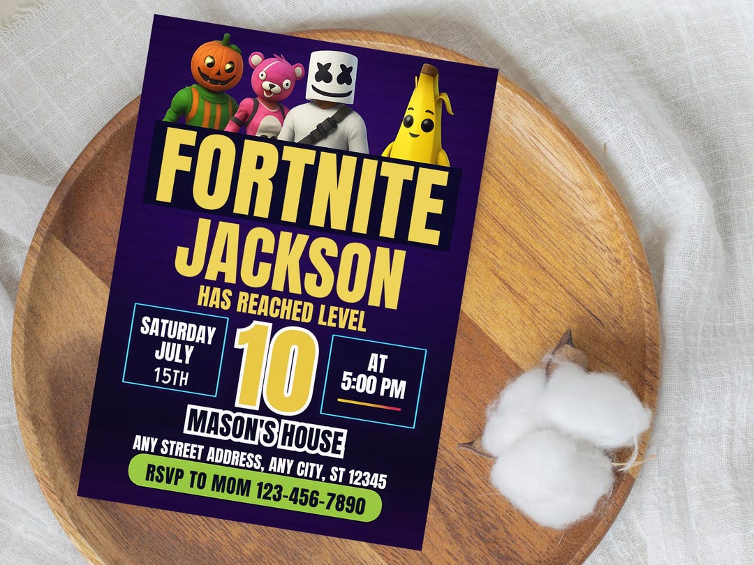 Editable Fort Game Birthday Invitation Latest Season Party Invite ...