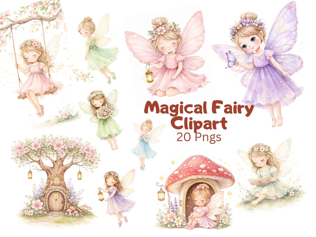 Magical Fairy Clipart PNG Bundle | Cute Fairy Clipart | Baby Shower ...