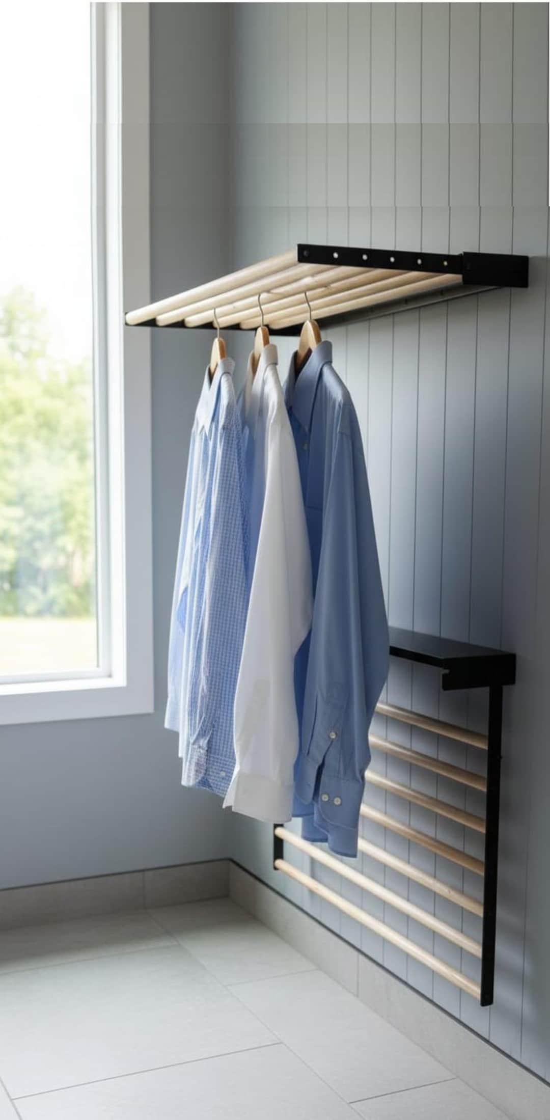 Fold-down Drying Rack , Folding Laundry Room Drying Rack, Wall Mount ...