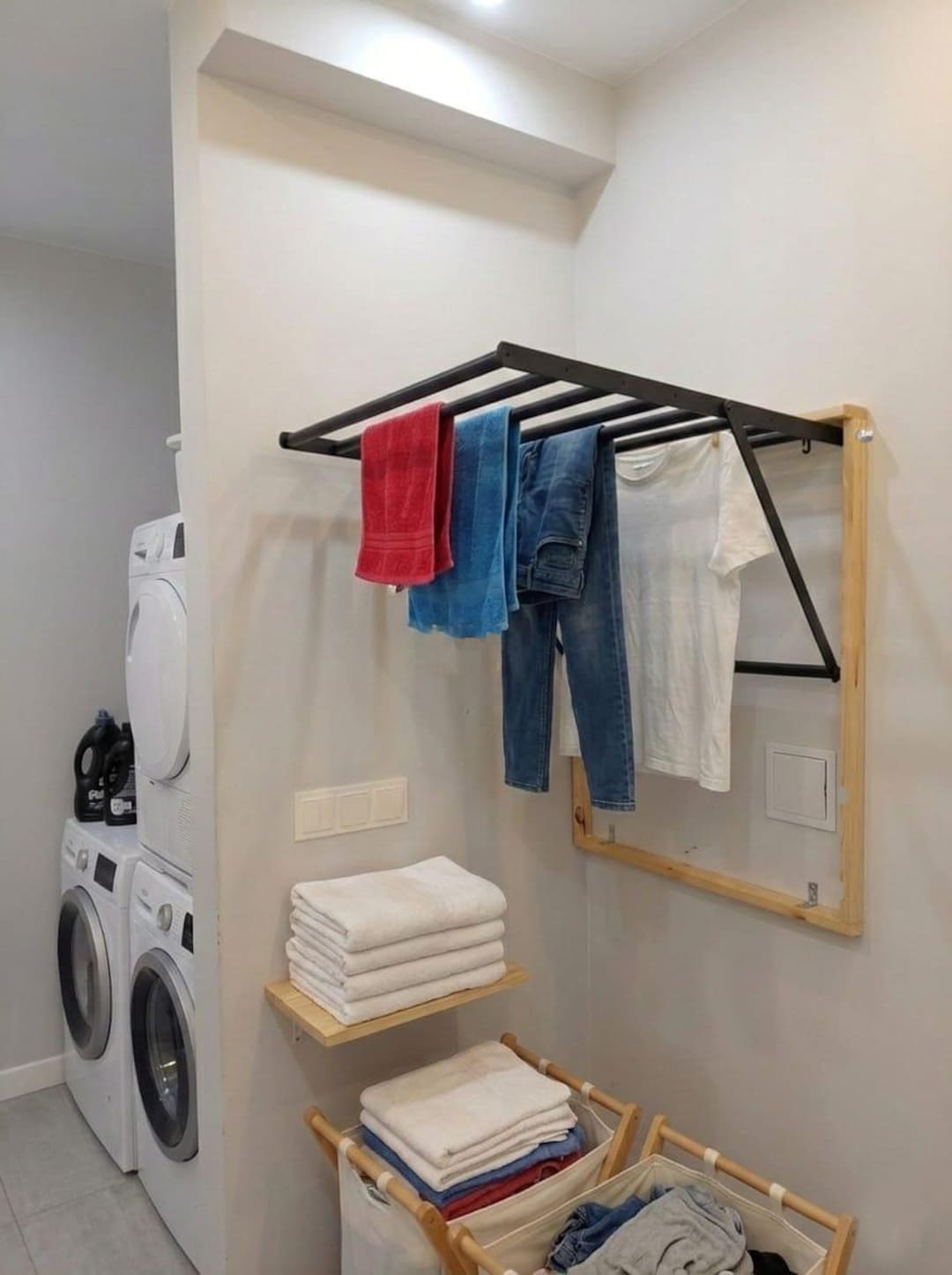 Wall Mounted Hanger, Folding Drying Rack, Laundry Room Drying Rack ...