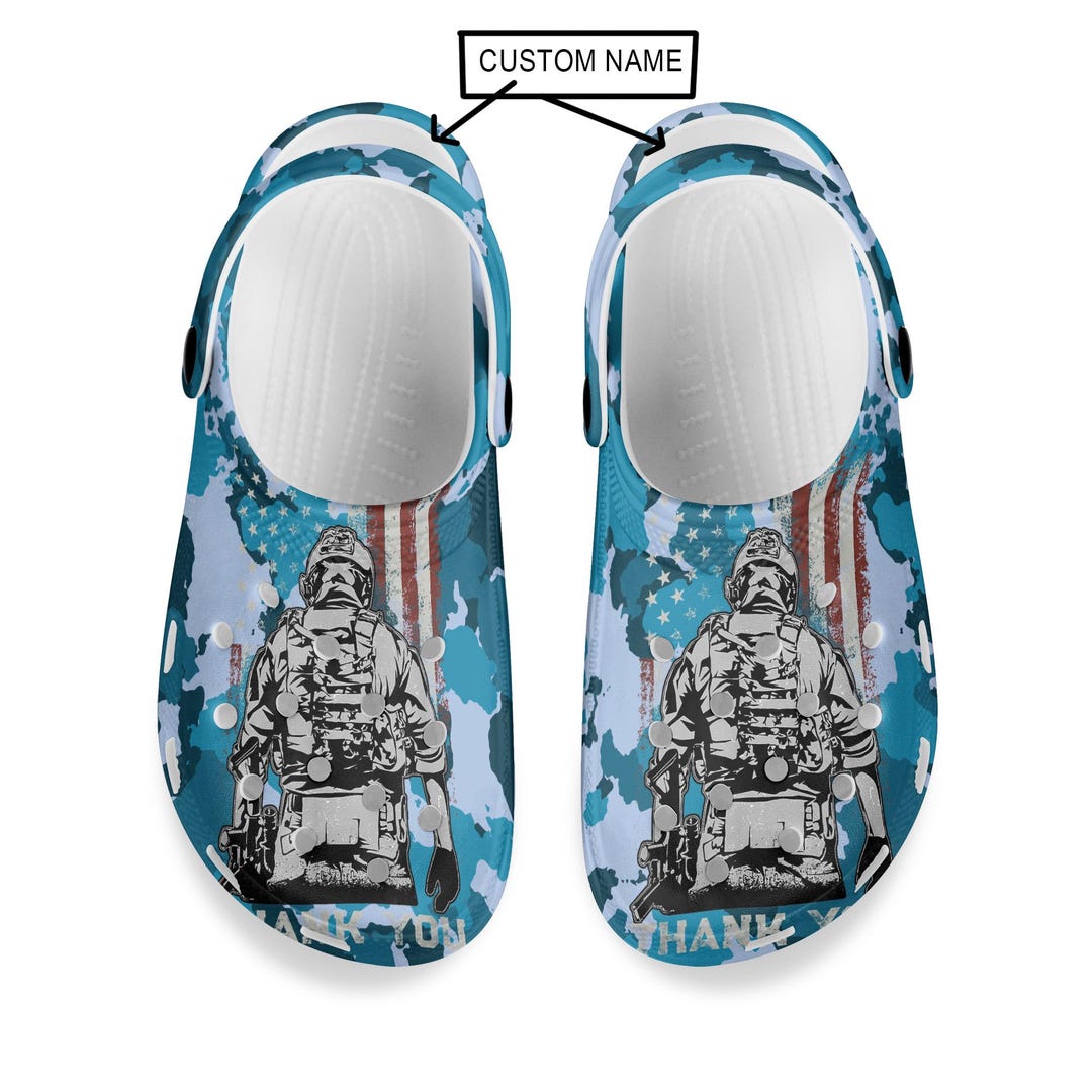 Veteran Clogs for Kid's and Family, Custom Name Clogs, American Flag ...