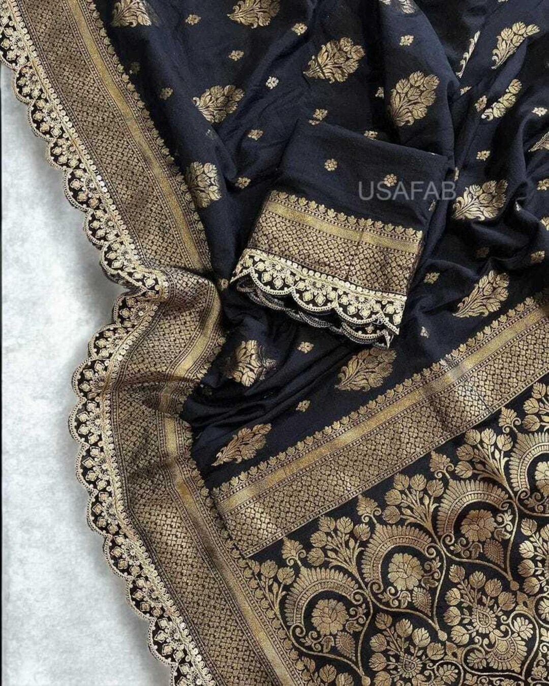 Pure Khadi Crepe Georgette Saree,jacquard Weaving Butta Butti & Rich ...